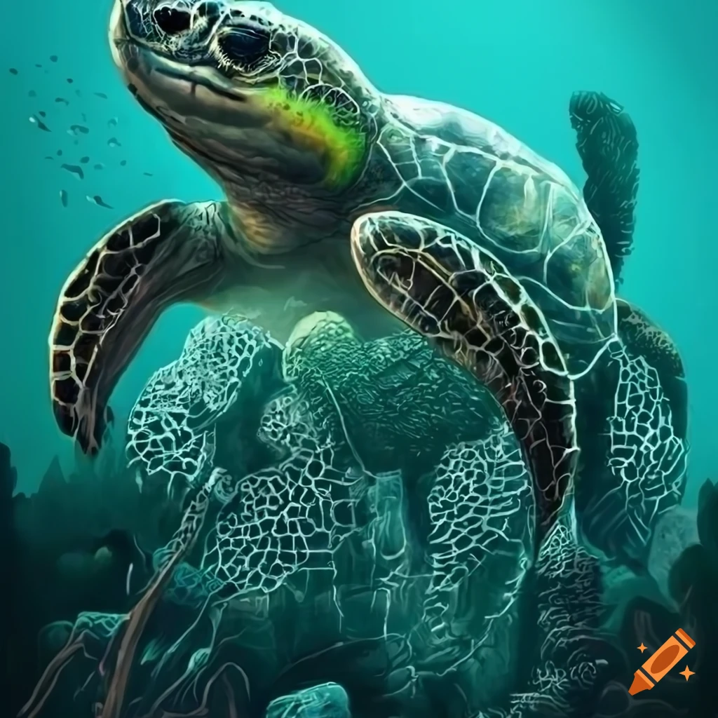 Apocalyptic depiction of radioactive waste under the ocean featuring a ...