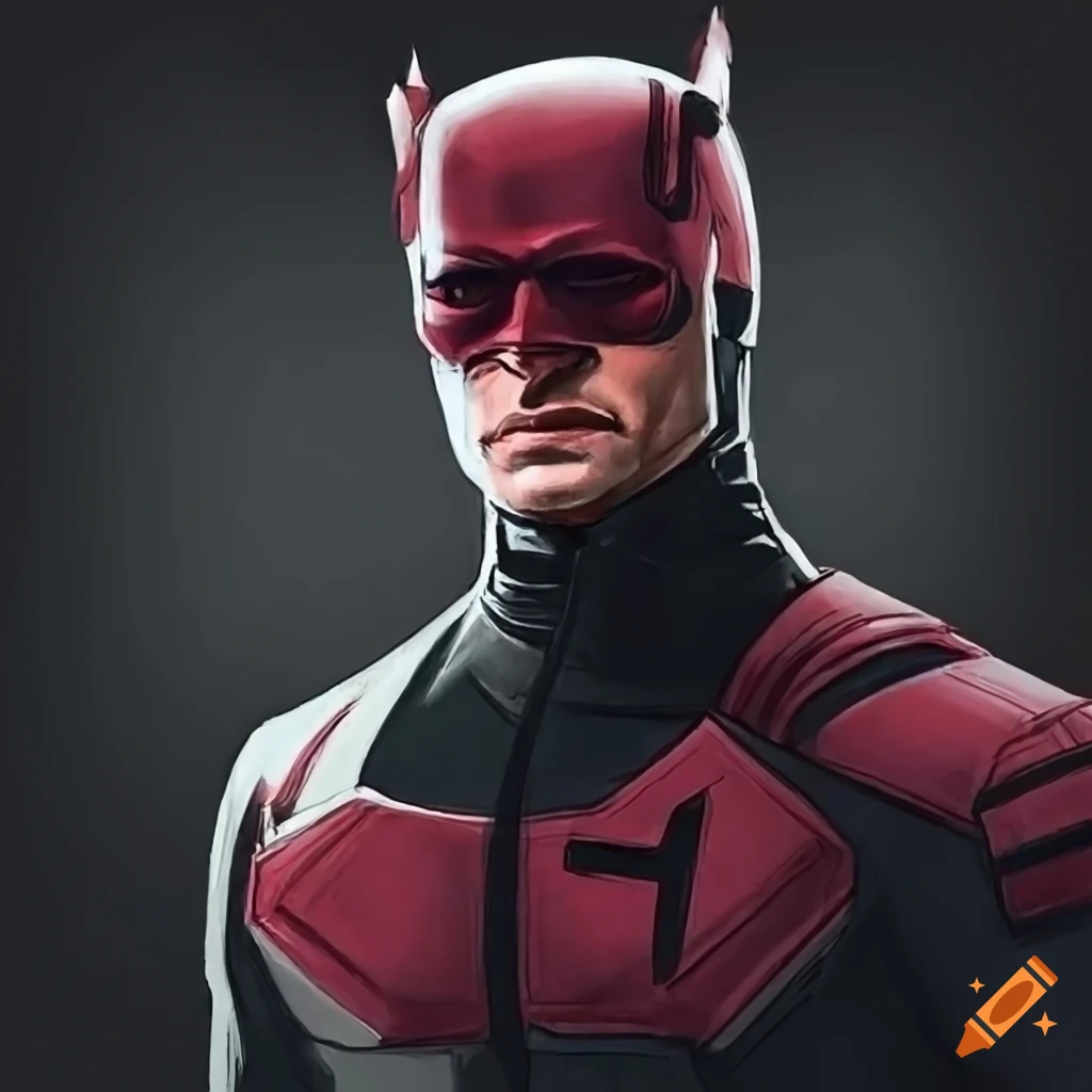 Daredevil-inspired black outfit in comic art style on Craiyon