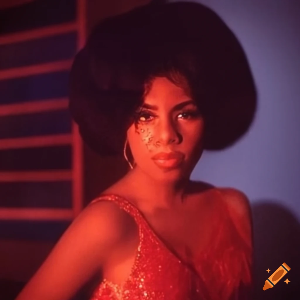 Nedra ross of the ronettes in a 70s red glitter gown in a chic lounge ...