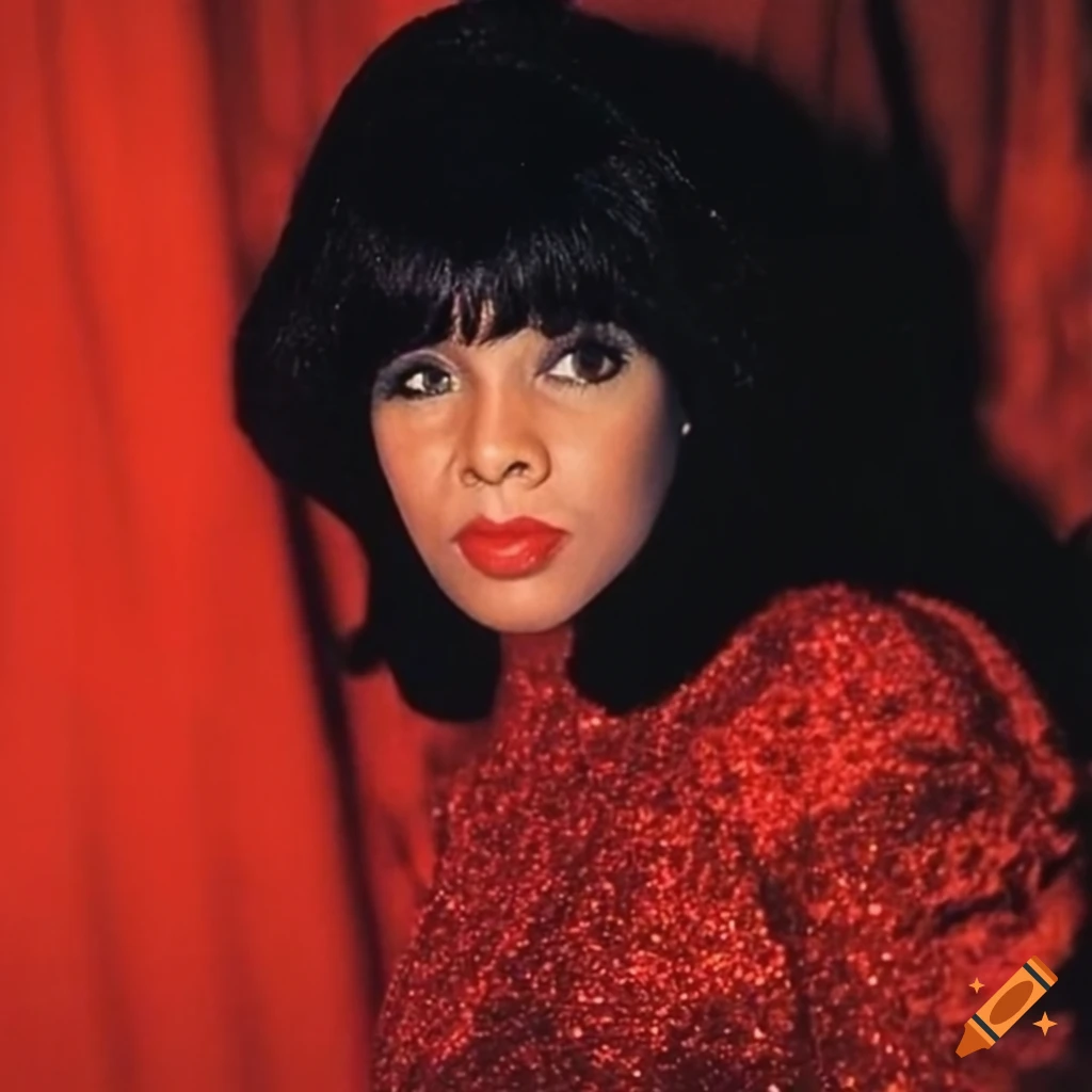 Ronnie Spector in 70s glamour with a red glitter gown and cat-eye ...
