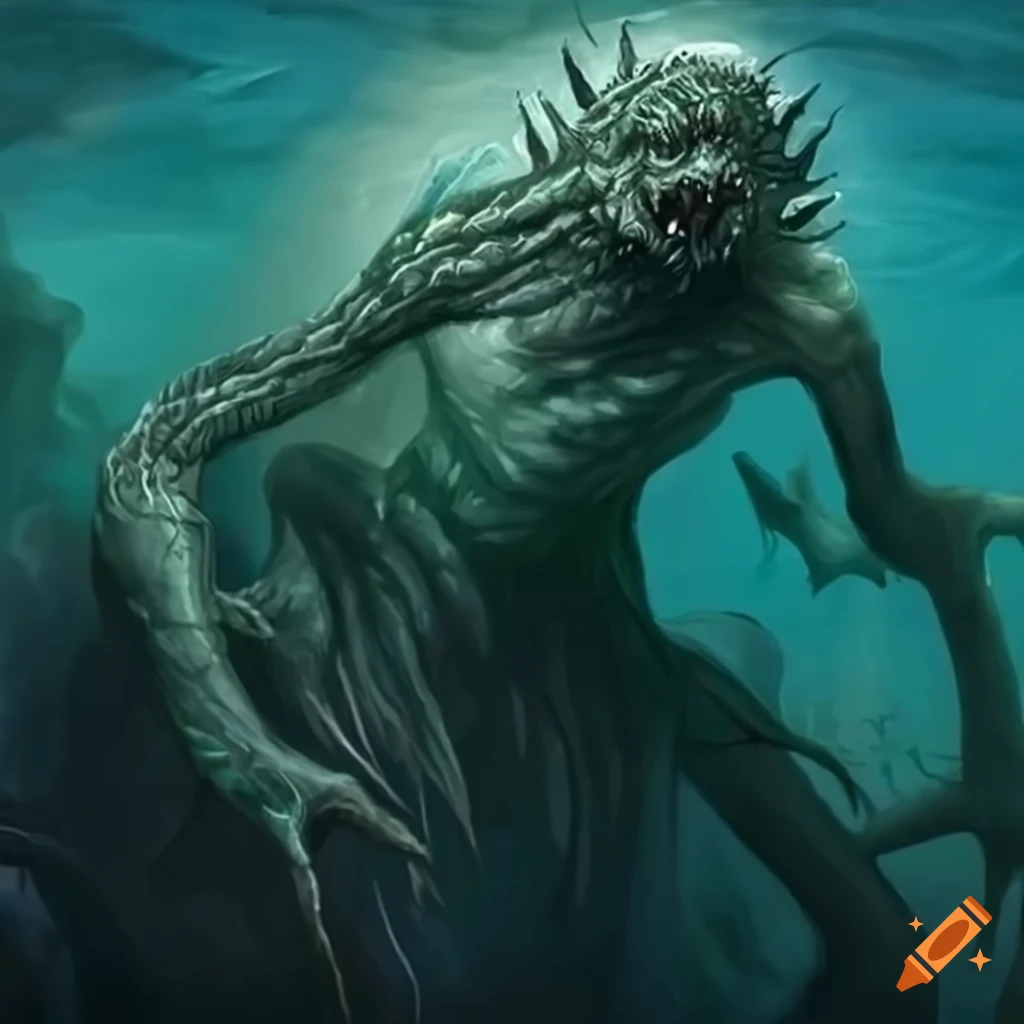 Aquatic creature corrupted by the sun in a Dungeons and Dragons setting ...