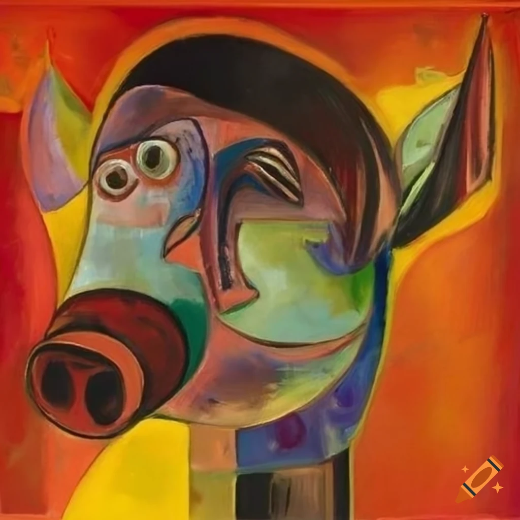Abstract pig artwork by pablo picasso on Craiyon