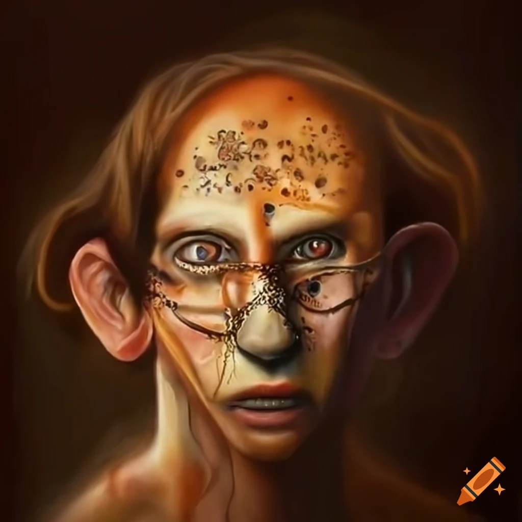 Surreal figures made of gravy in a painting on Craiyon