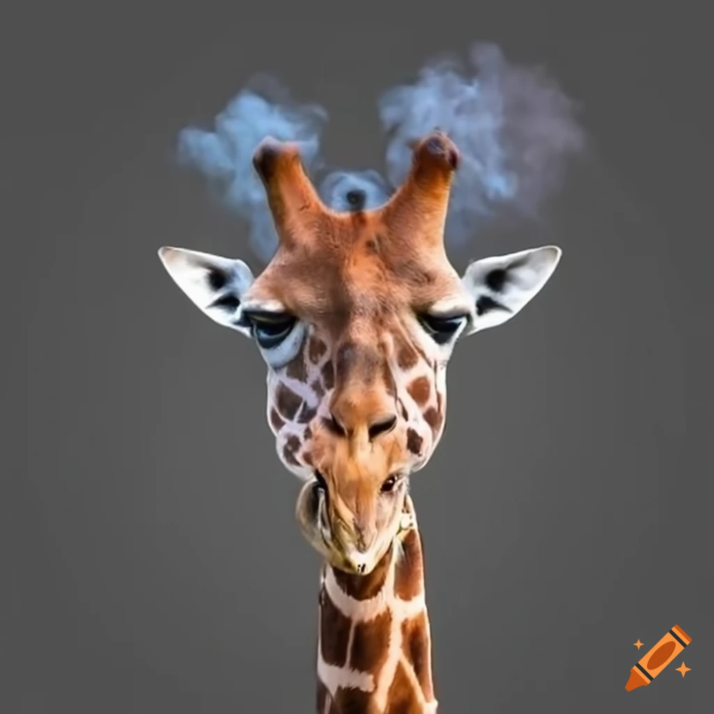 Angry giraffe with smoke coming out of its ears on Craiyon
