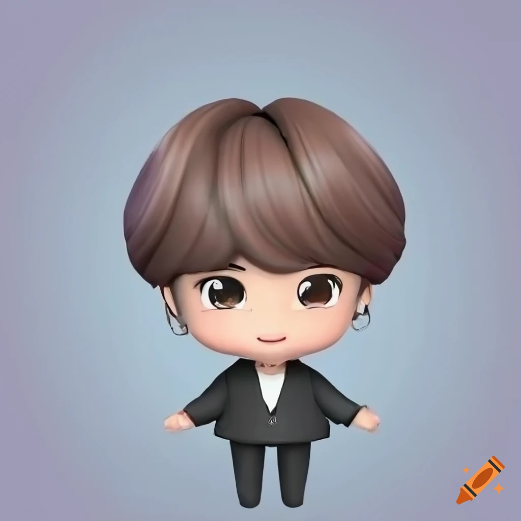 Chibi-anime style illustration of Jimin from BTS on Craiyon