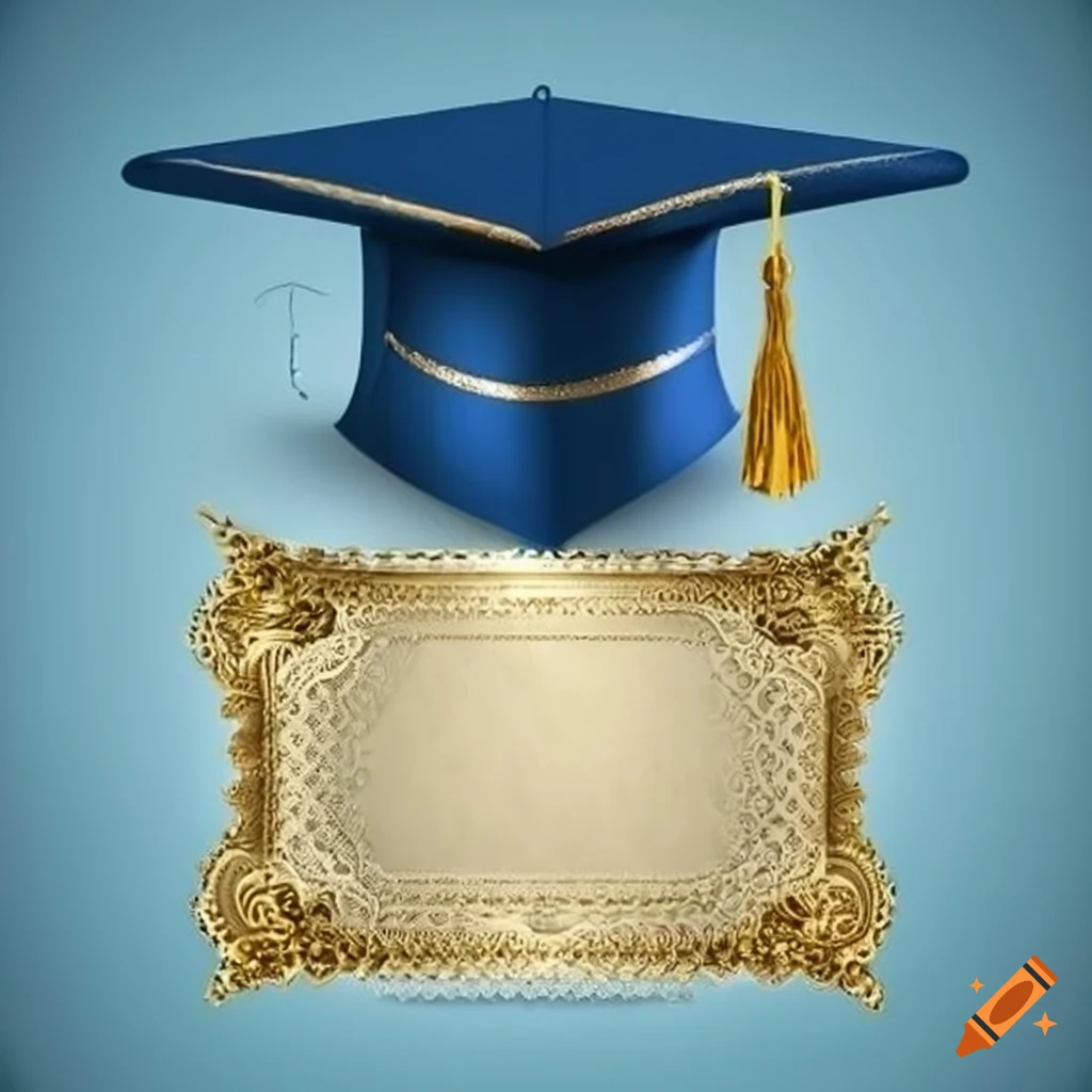 Elegant graduation certificate with intricate gold designs and blue ...