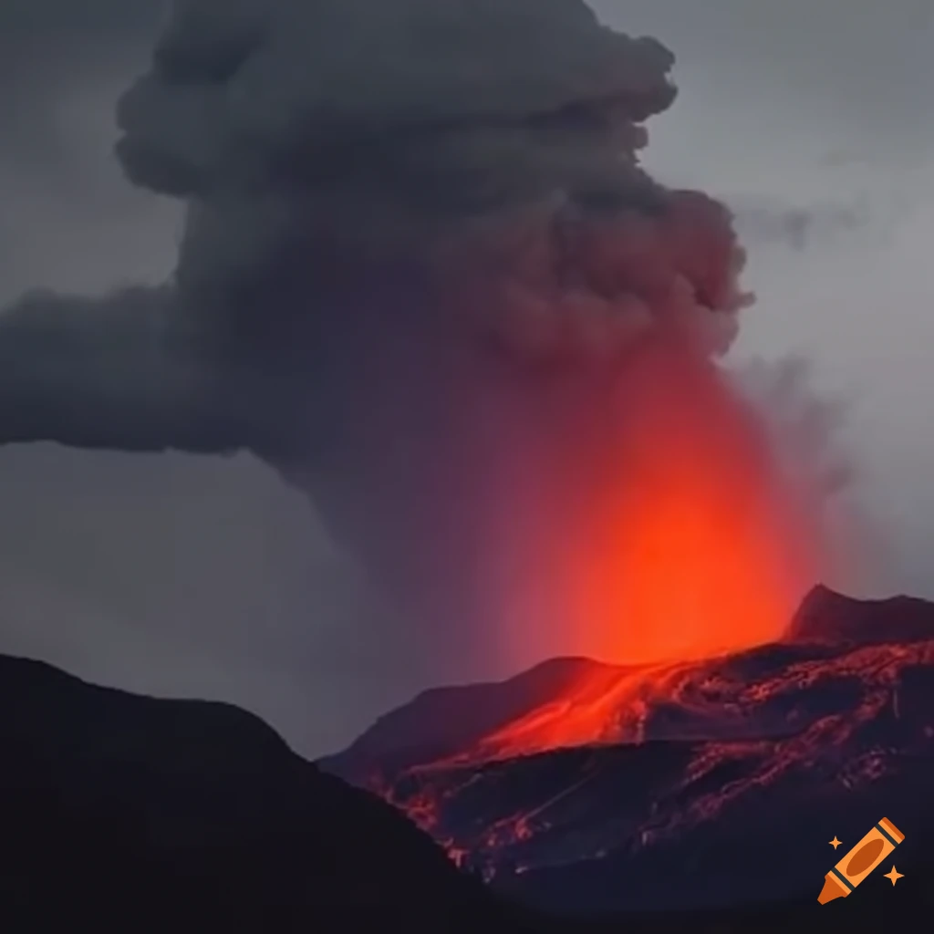 Supervolcano eruption with massive amounts of ash and sulfur on Craiyon