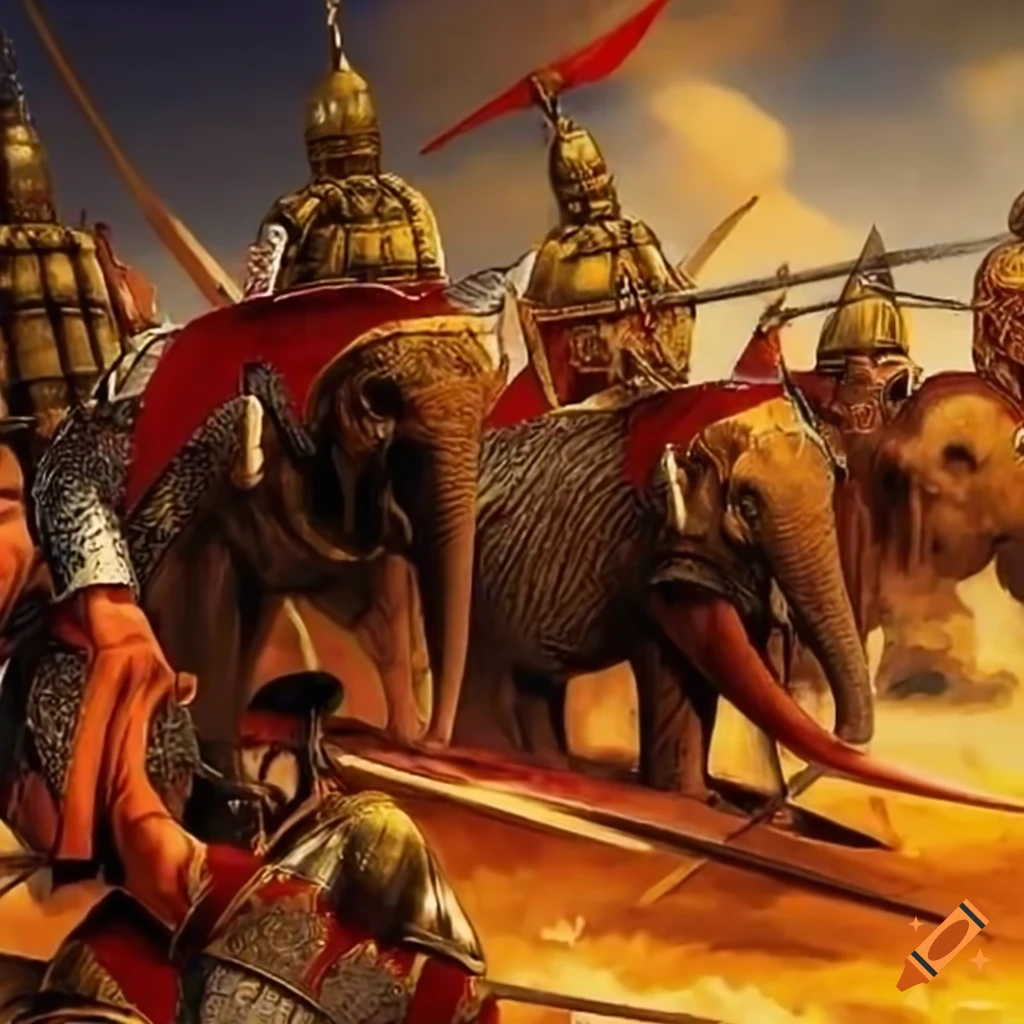 Roman battle scene with elephants from the Second Punic War on Craiyon