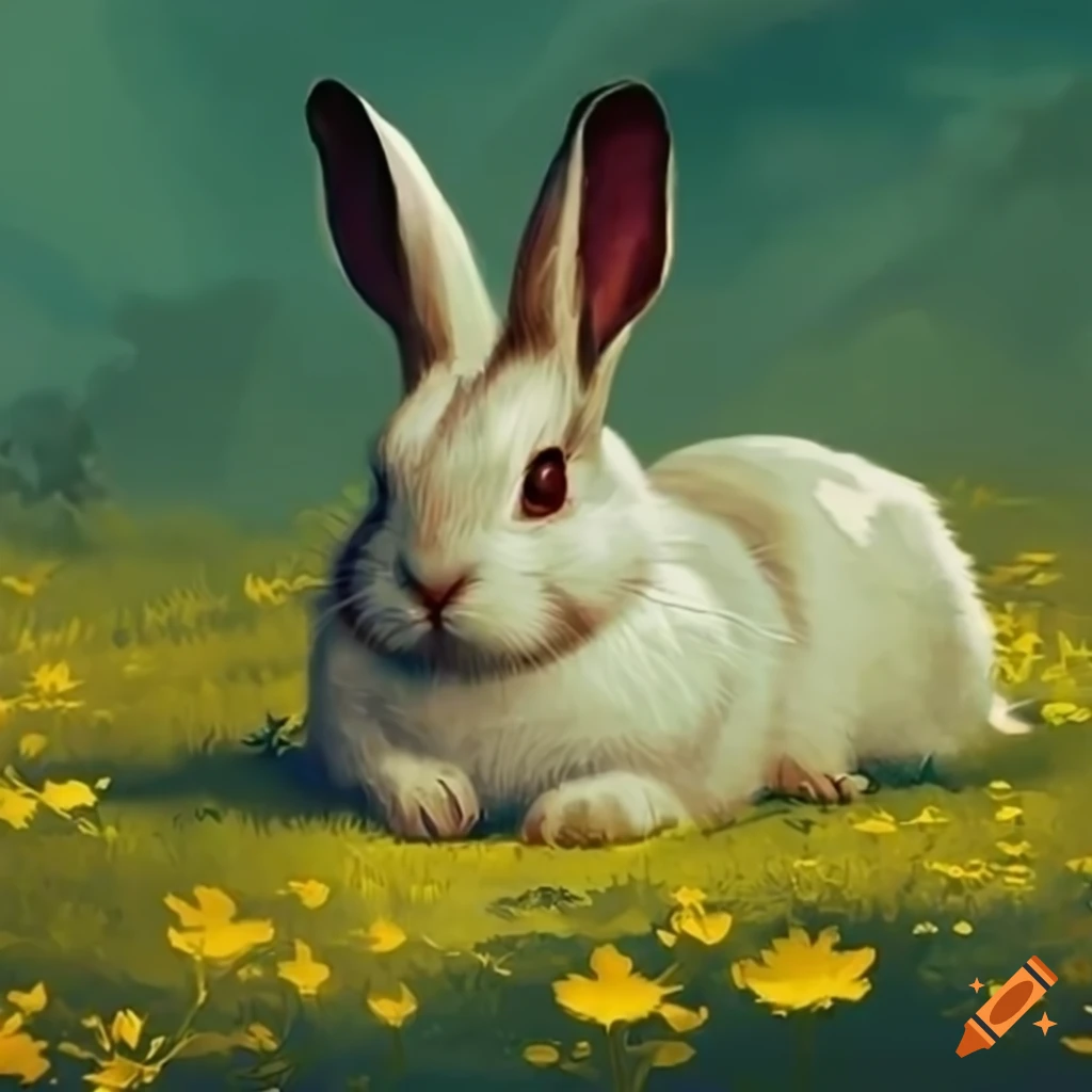 Magic the Gathering game card depicting a rabbit in a field of white ...