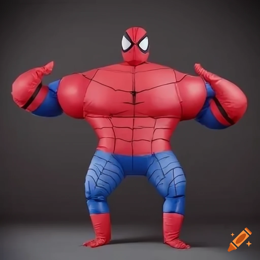 Person in an inflatable spider-man costume on Craiyon