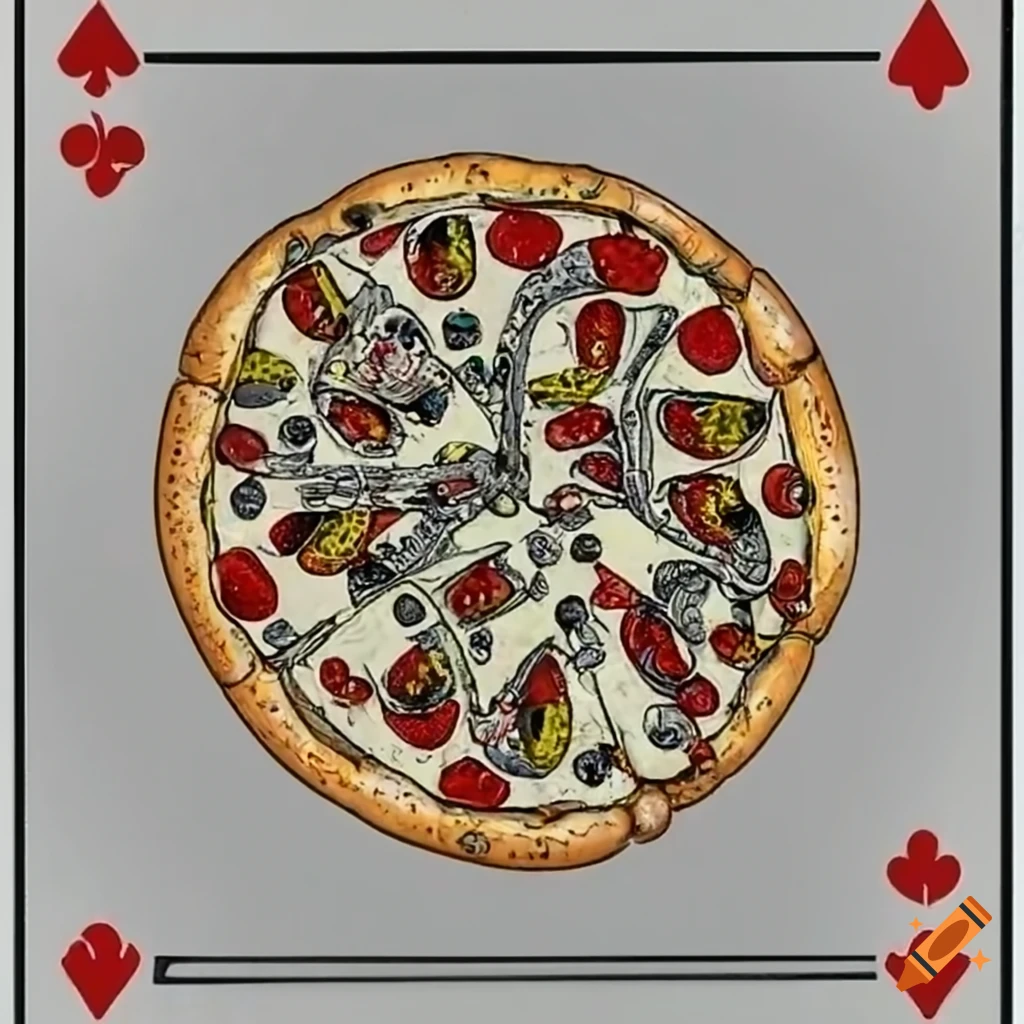 Playing card with 1 pizza illustration on Craiyon