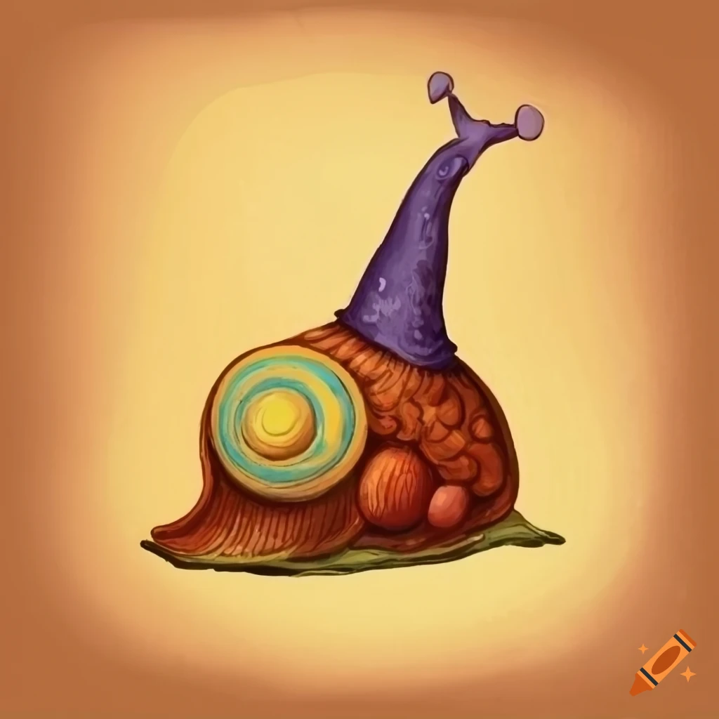 Snail wizard vintage children's book illustration on Craiyon