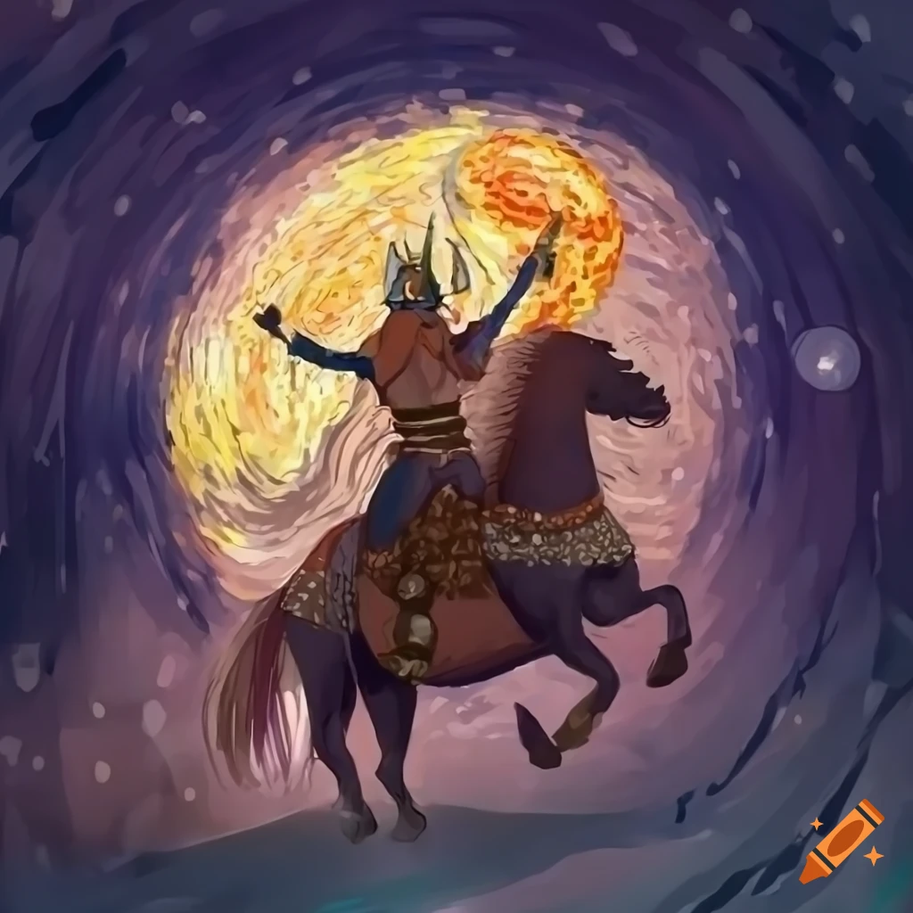 Hungarian mythology featuring attila and his hun warriors on horses ...