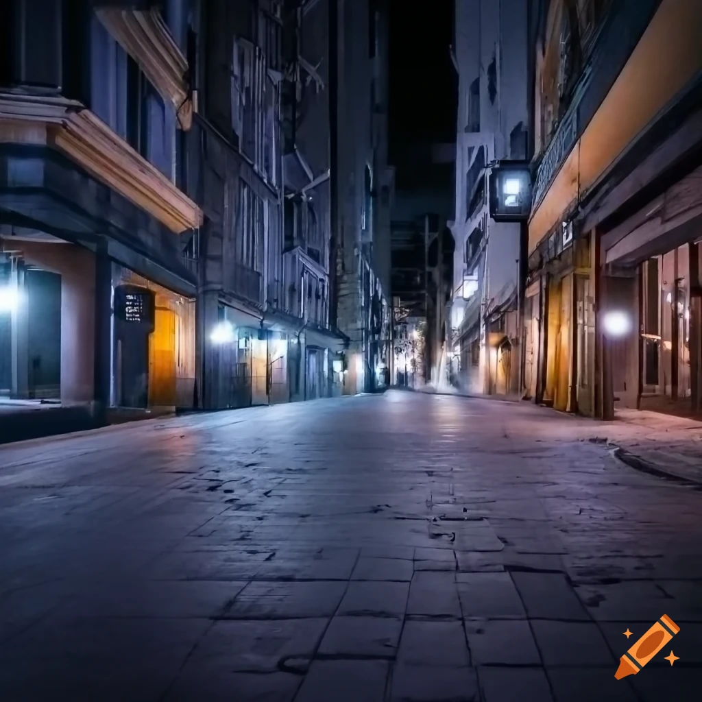 Night street view on Craiyon