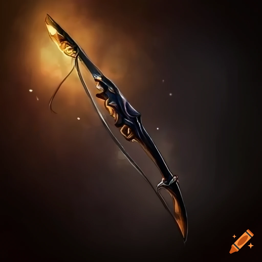 Longbow with mystic runes in twilight theme for fantasy role-playing ...