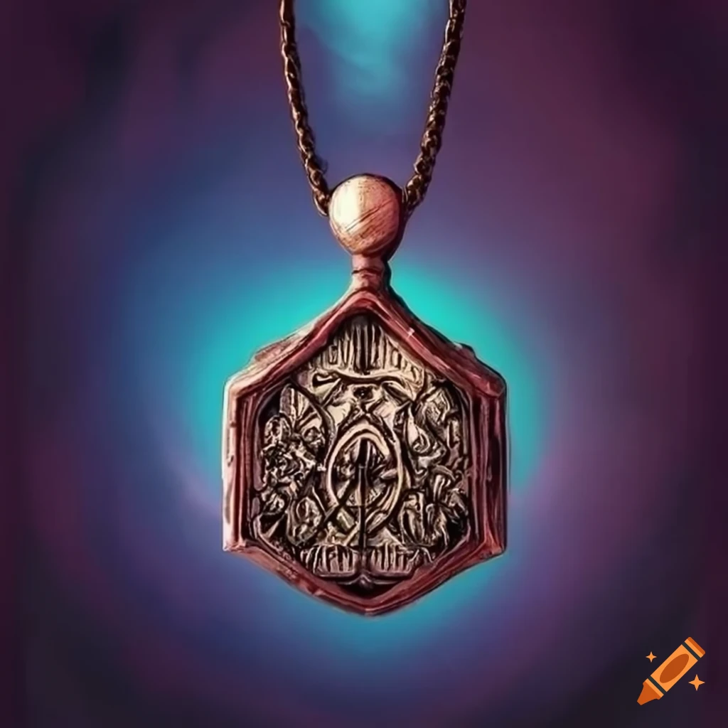 Magical amulet with intricate engravings symbolizing protection and ...