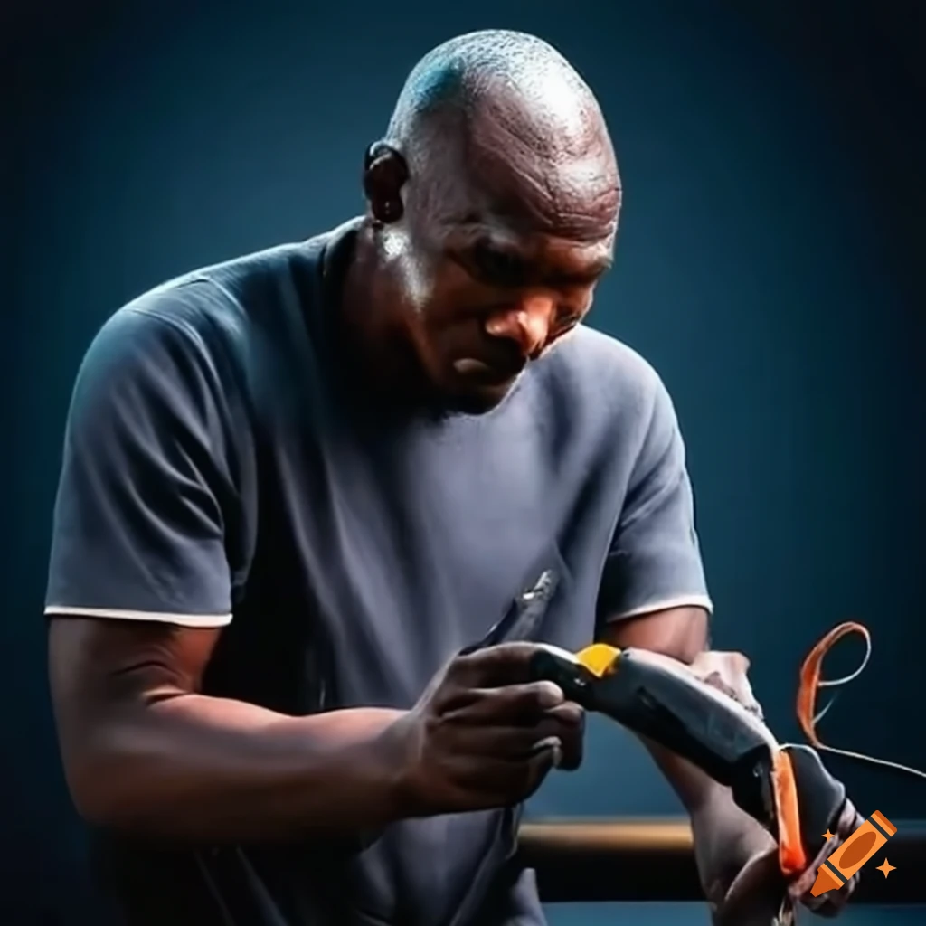 Man cutting an electricity cable with a sensor on a road on Craiyon