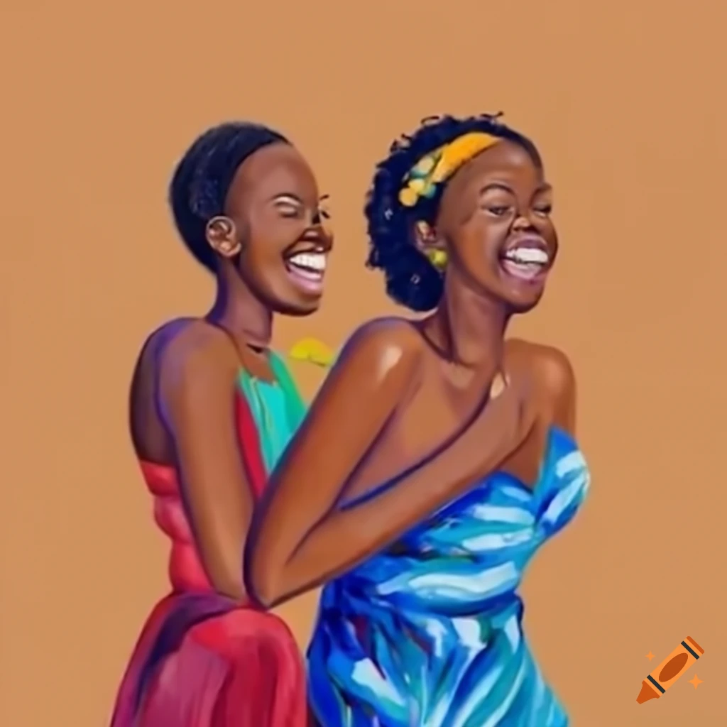 African friends sharing joyful moments and laughter together on Craiyon