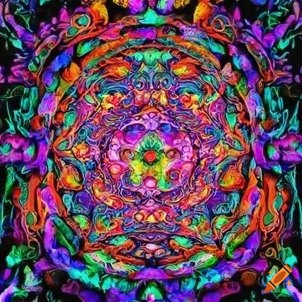 Intricate psychedelic celtic designs on stone walls on Craiyon