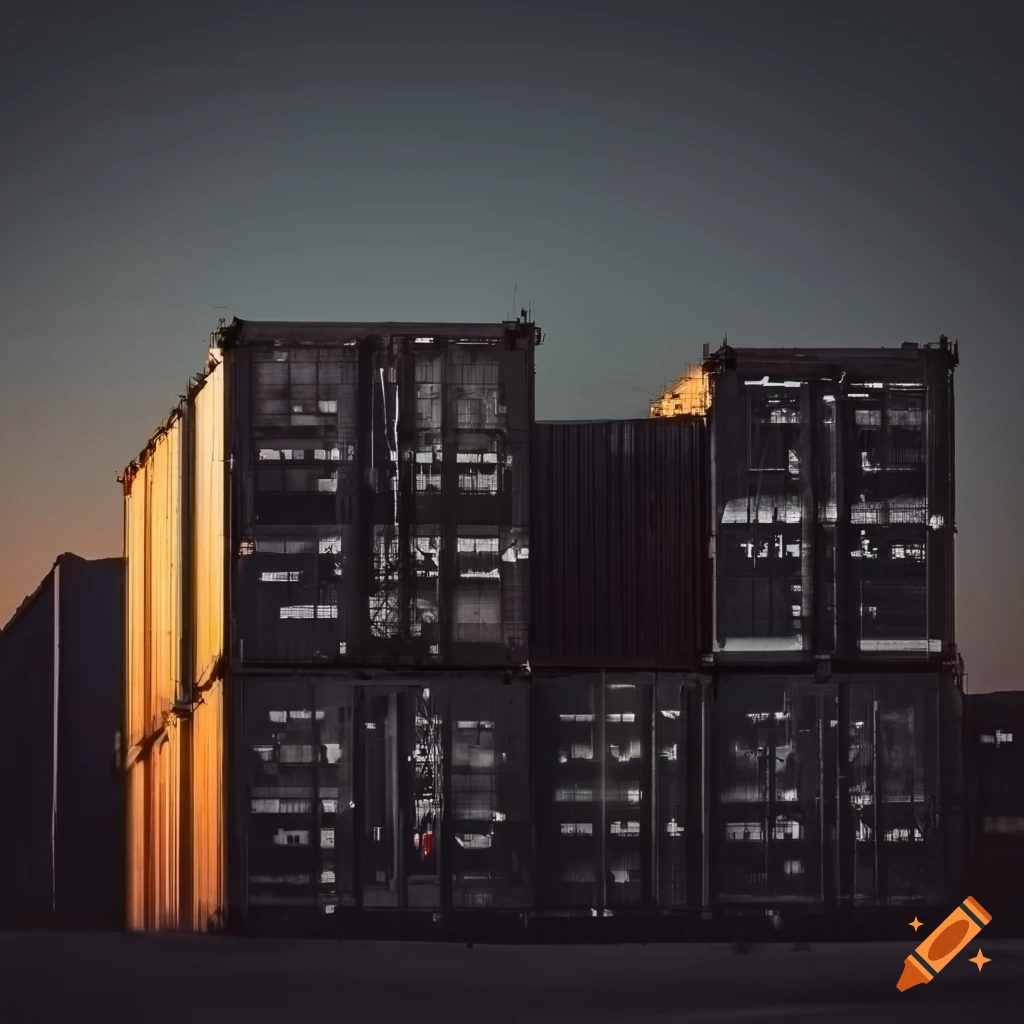 Emotive black and silver photograph of cargo containers in a storage ...