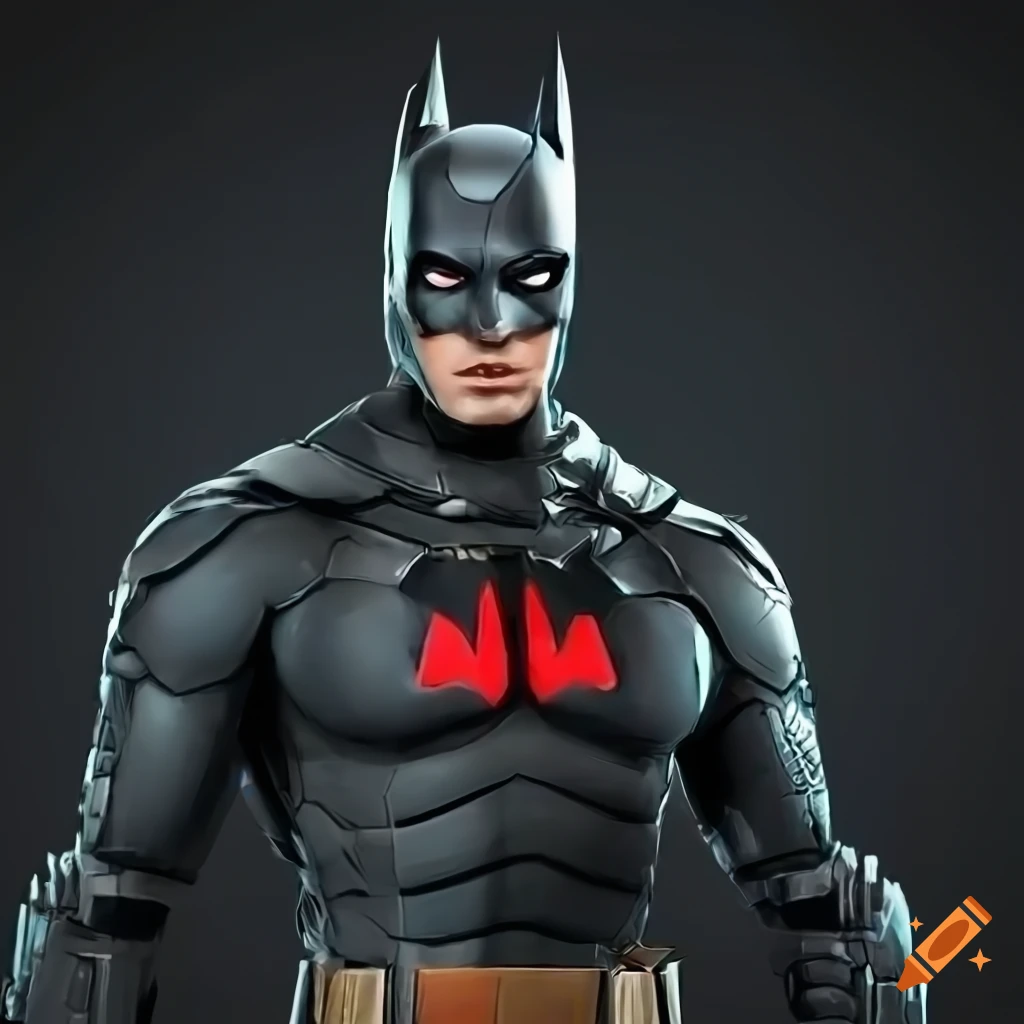 Batman in black suit with a weapon in hand in a fighting pose, femme ...