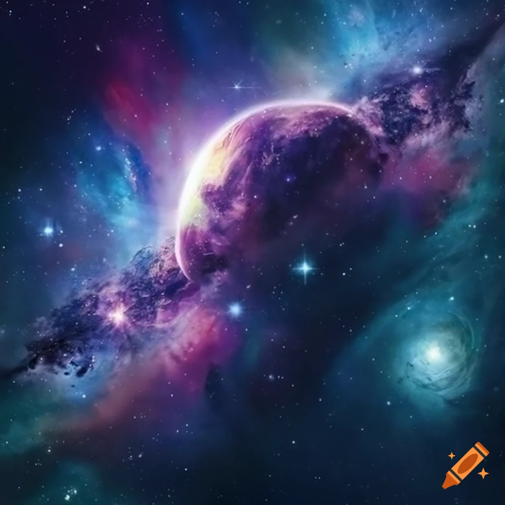 Galaxy and stars in outer space in a fantasy art style on Craiyon