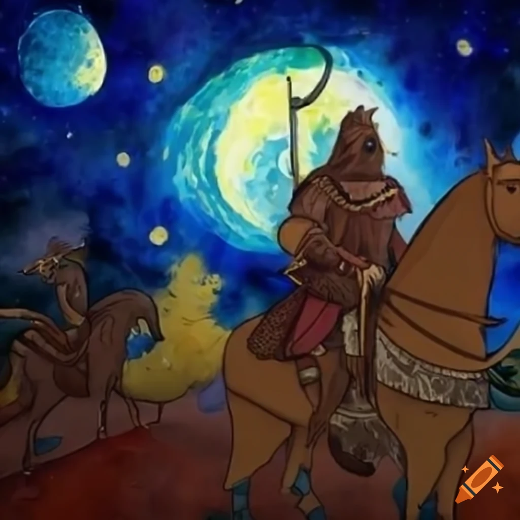 Hungarian mythology: attila and his hun warriors riding horses under a ...