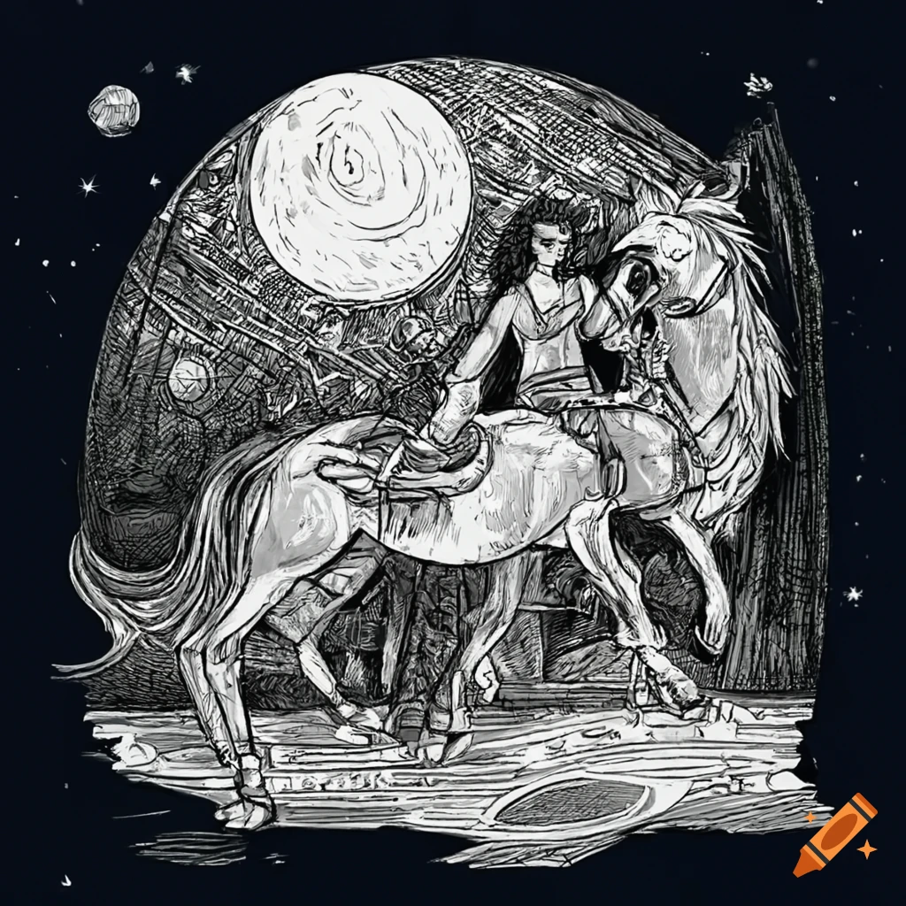 Attila and his hun warriors on horses under a starry night in hungarian ...