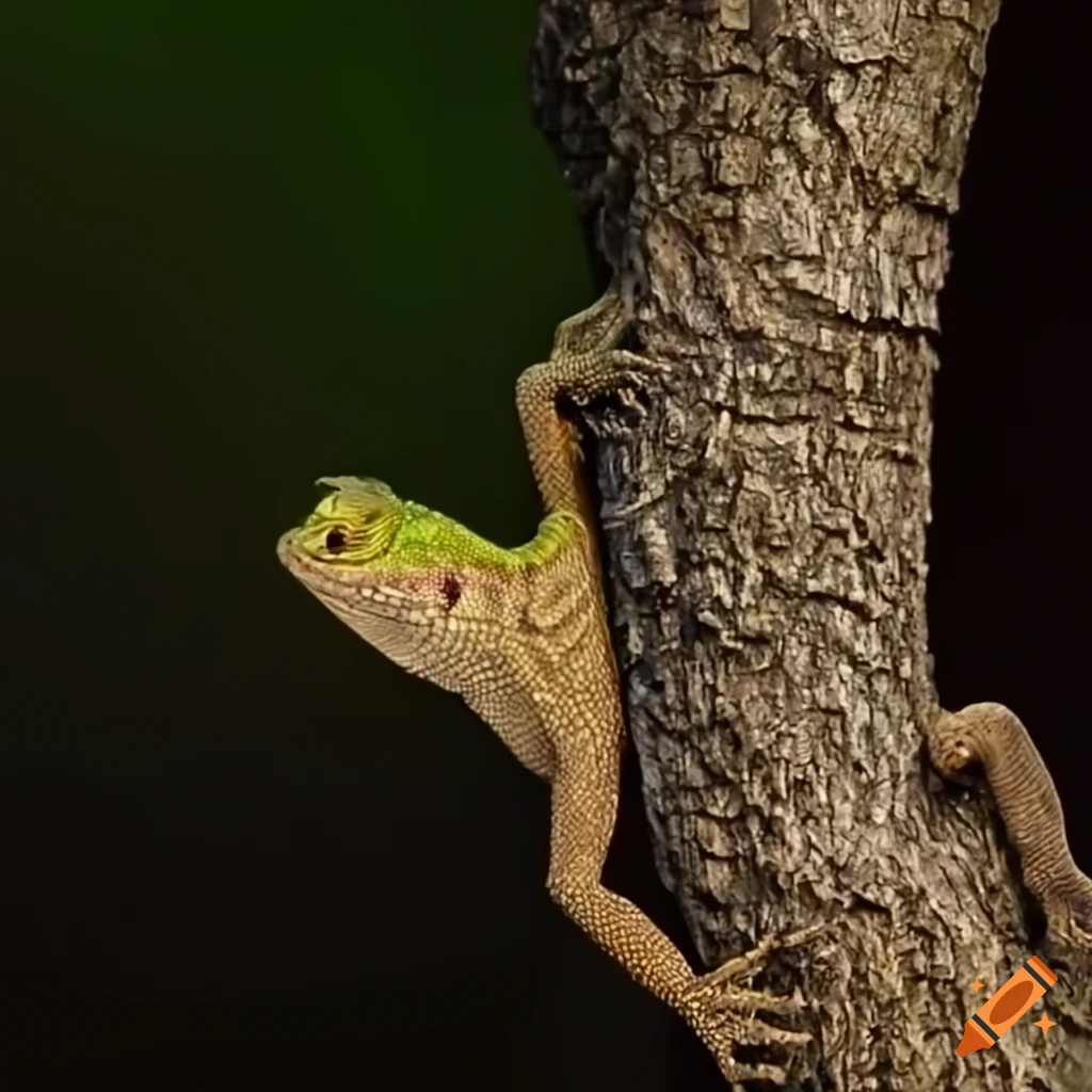 Lizard on a tree on Craiyon