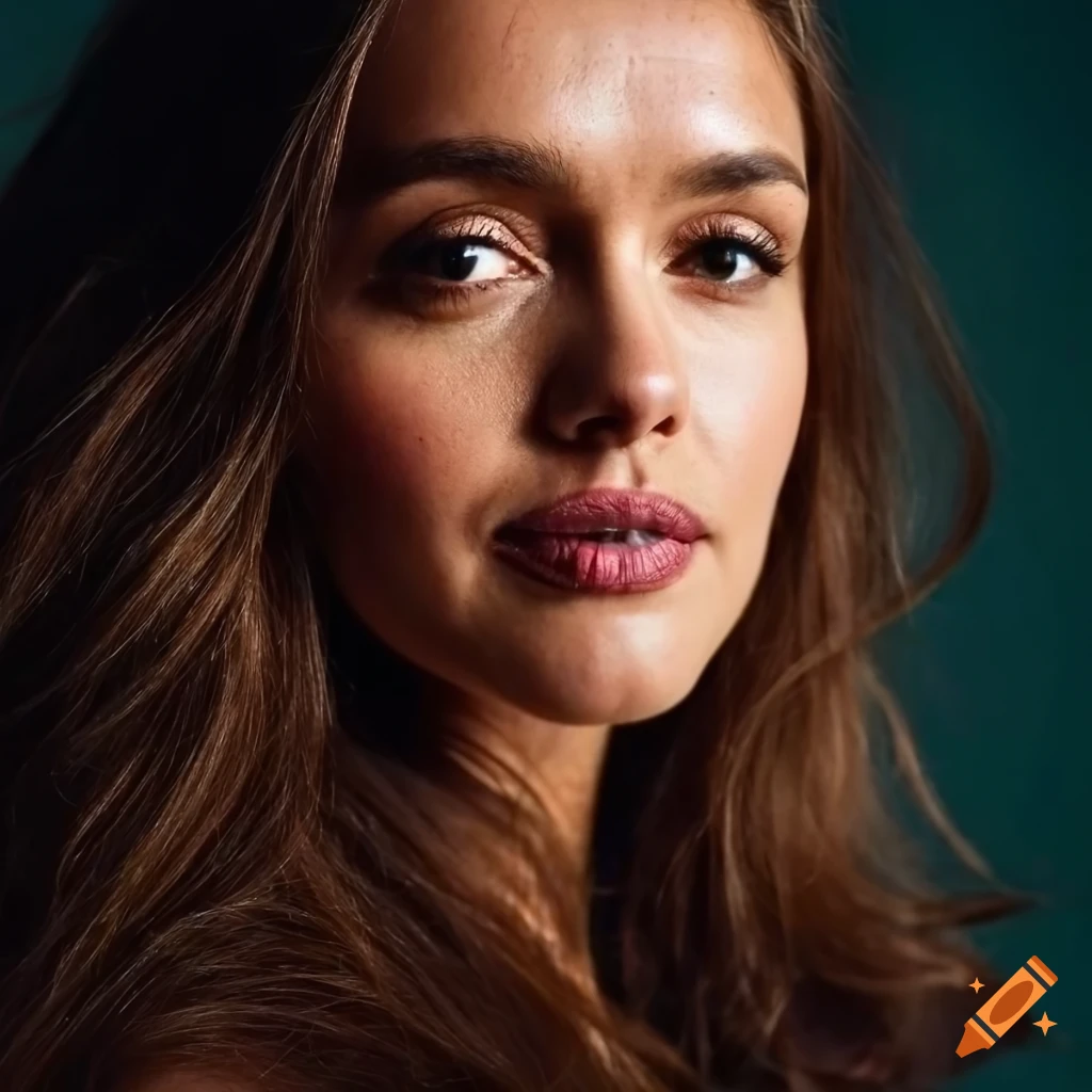 Close-up studio shot of a captivating aged beauty female with intricate ...