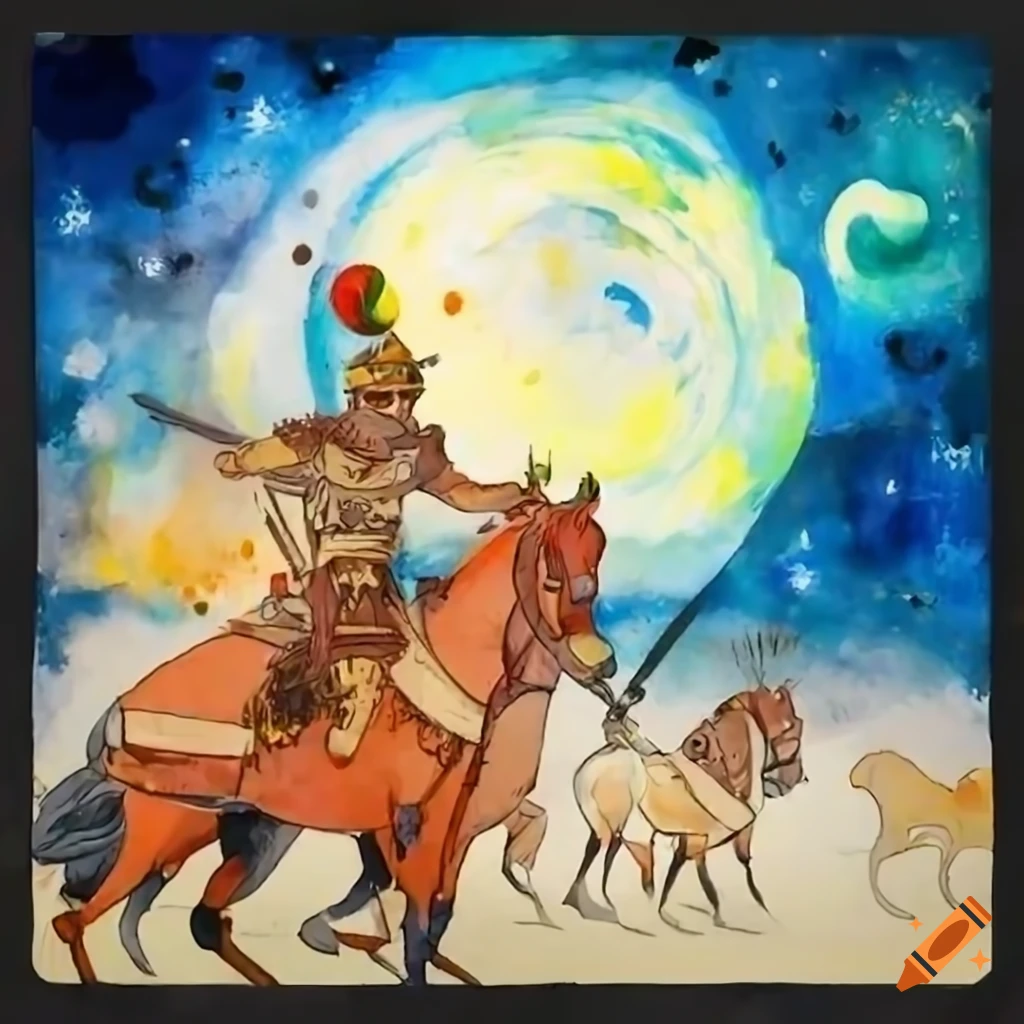 Hungarian Mythology: Attila and his Hun Warriors riding horses under a ...