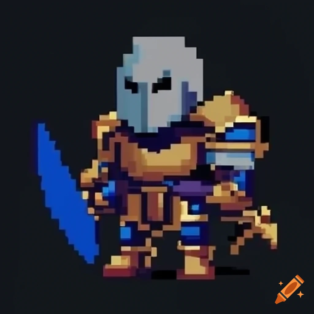Detailed 8-bit knight character on Craiyon