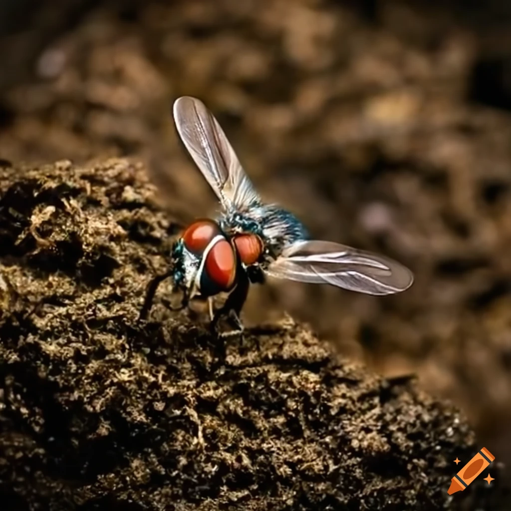Flies flying over dung on Craiyon