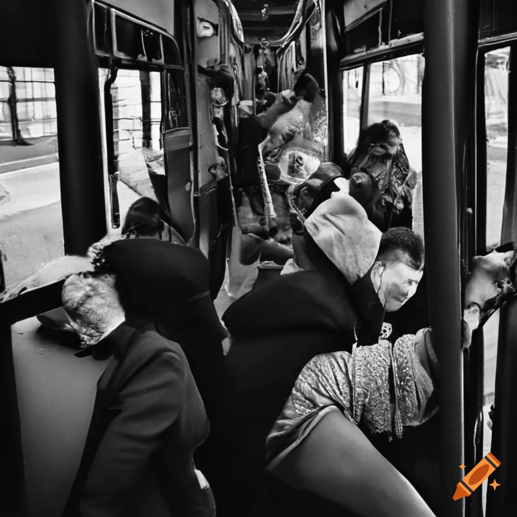 Passenger holding handrails during sudden bus stop on Craiyon