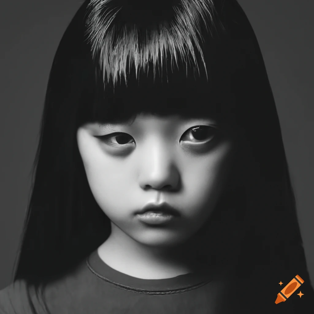 Child-like artistic depiction of Junji Ito's Tomie with button eyes on ...