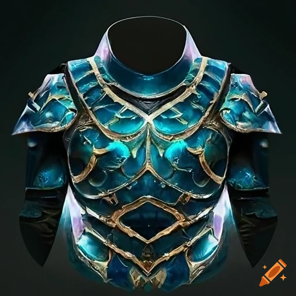 Fantasy magic massive body armor with front view and vertical symmetry ...