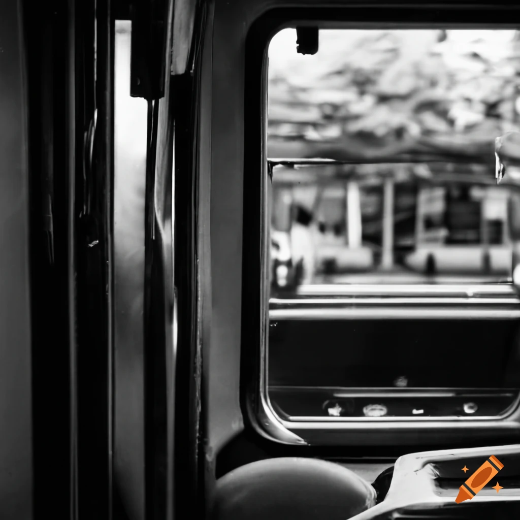 View of windows inside a bus from a sideways angle on Craiyon