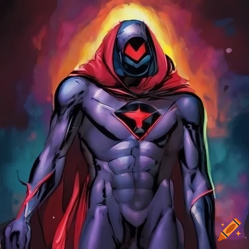 Vivid and mysterious superhero comic art with an anime spacesuit ...