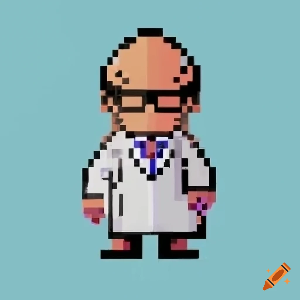1930s scientist sprite-sheet in 8-bit nes style facing sideways on Craiyon