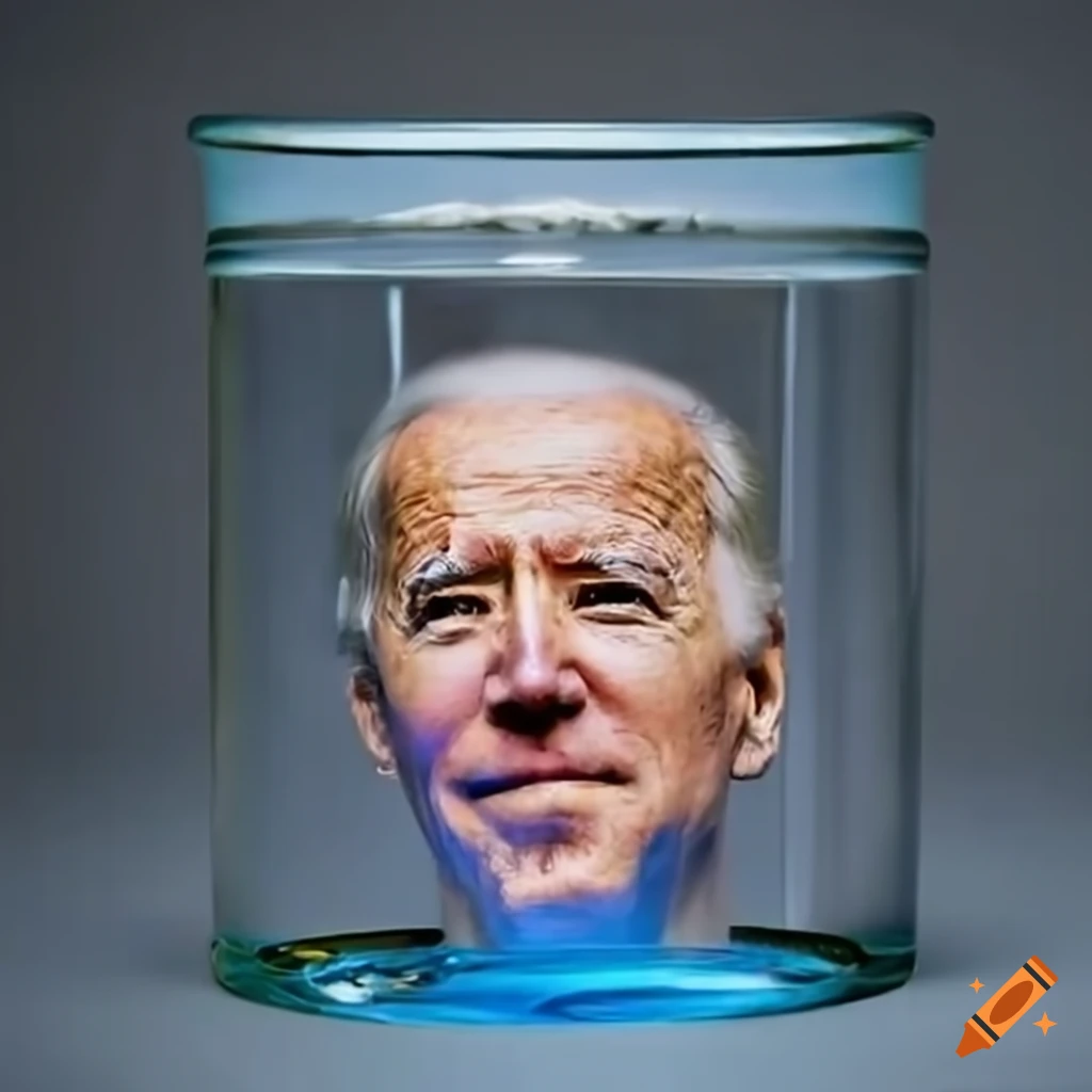 Joe Biden's head in a jar in a modern laboratory setting on Craiyon