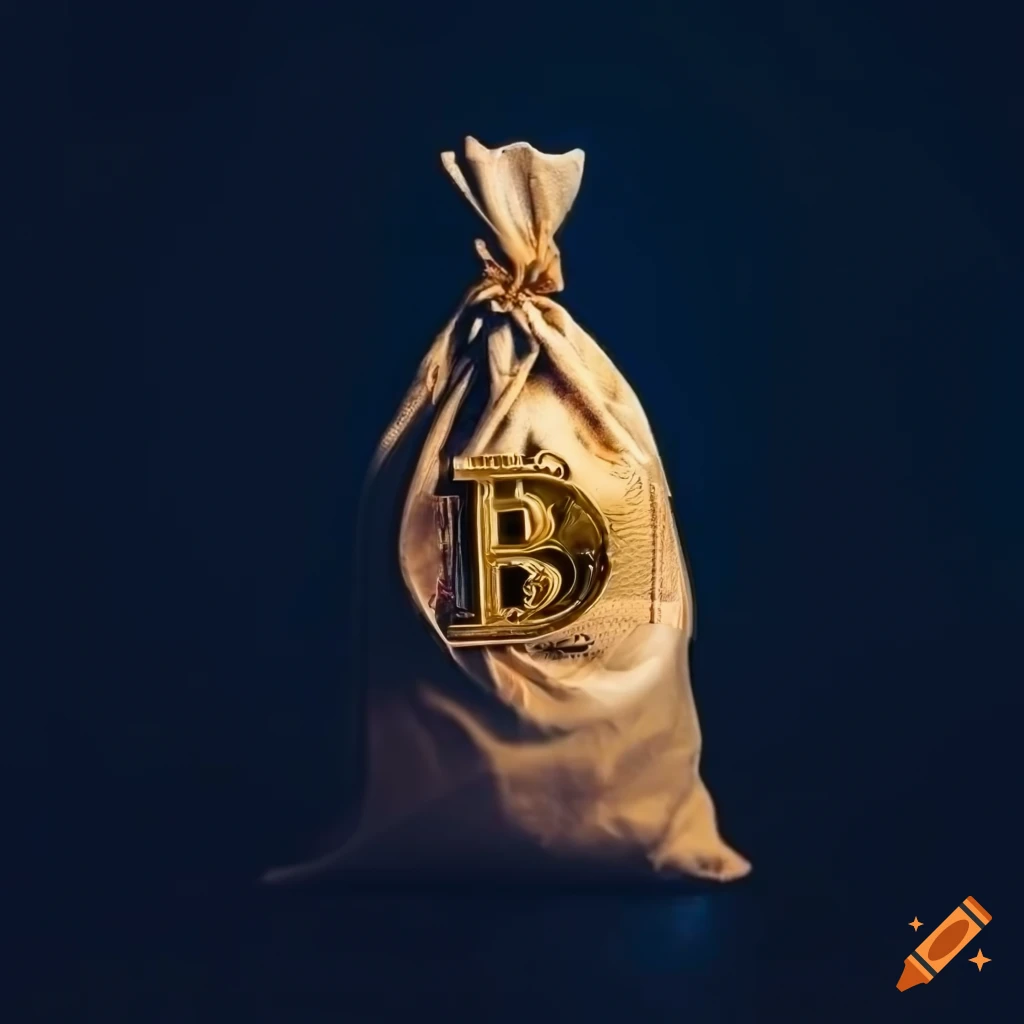 Bag illustrating the cryptocurrency Bitcoin in high detail on Craiyon
