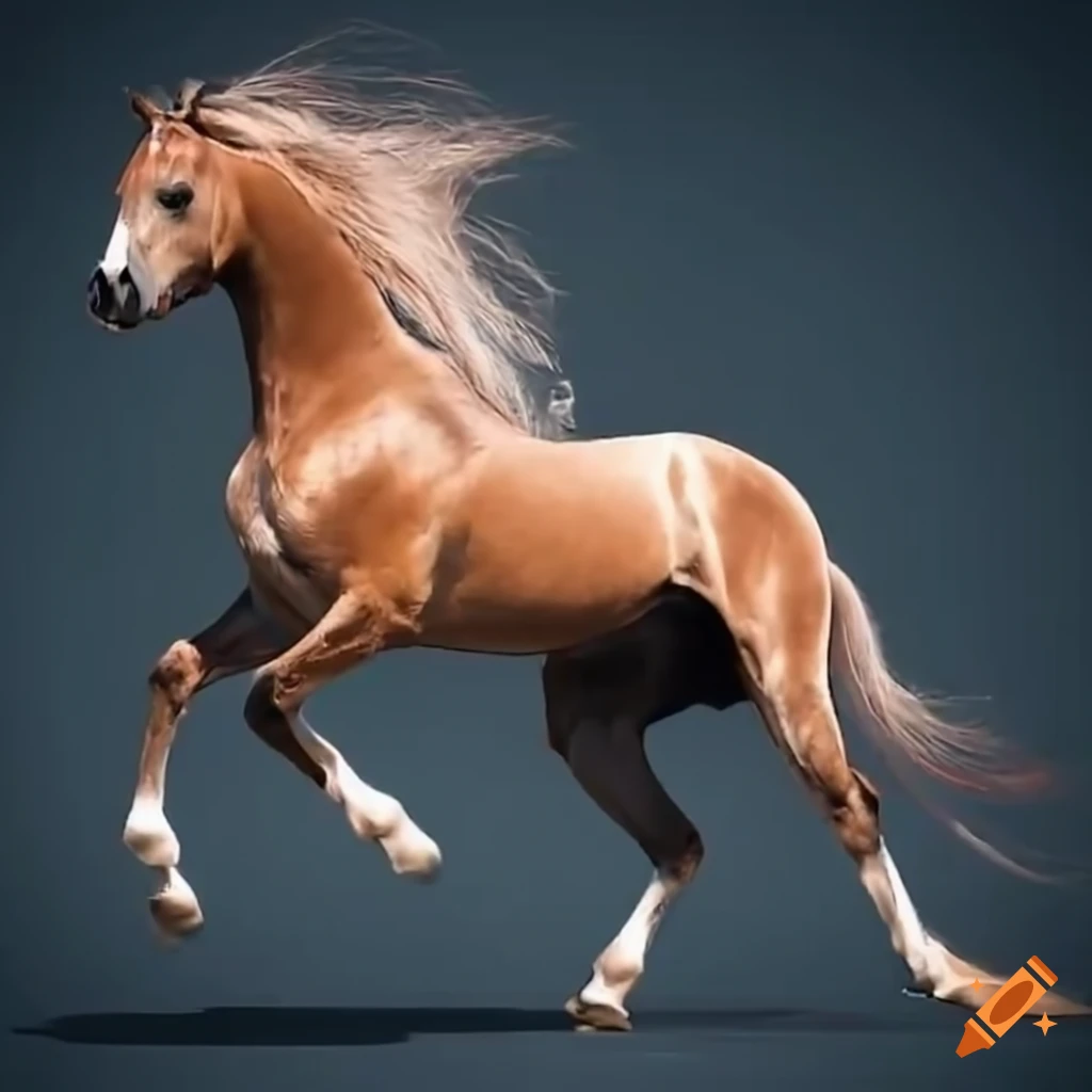 Powerful stallion horse in full gallop on Craiyon