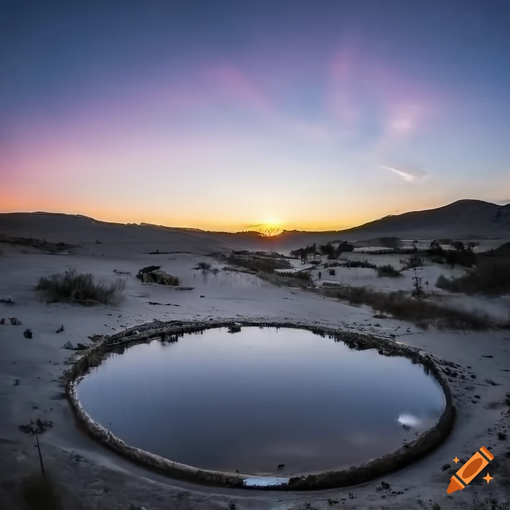 Galactic mirror in a post-apocalyptic desert in raw photography on Craiyon