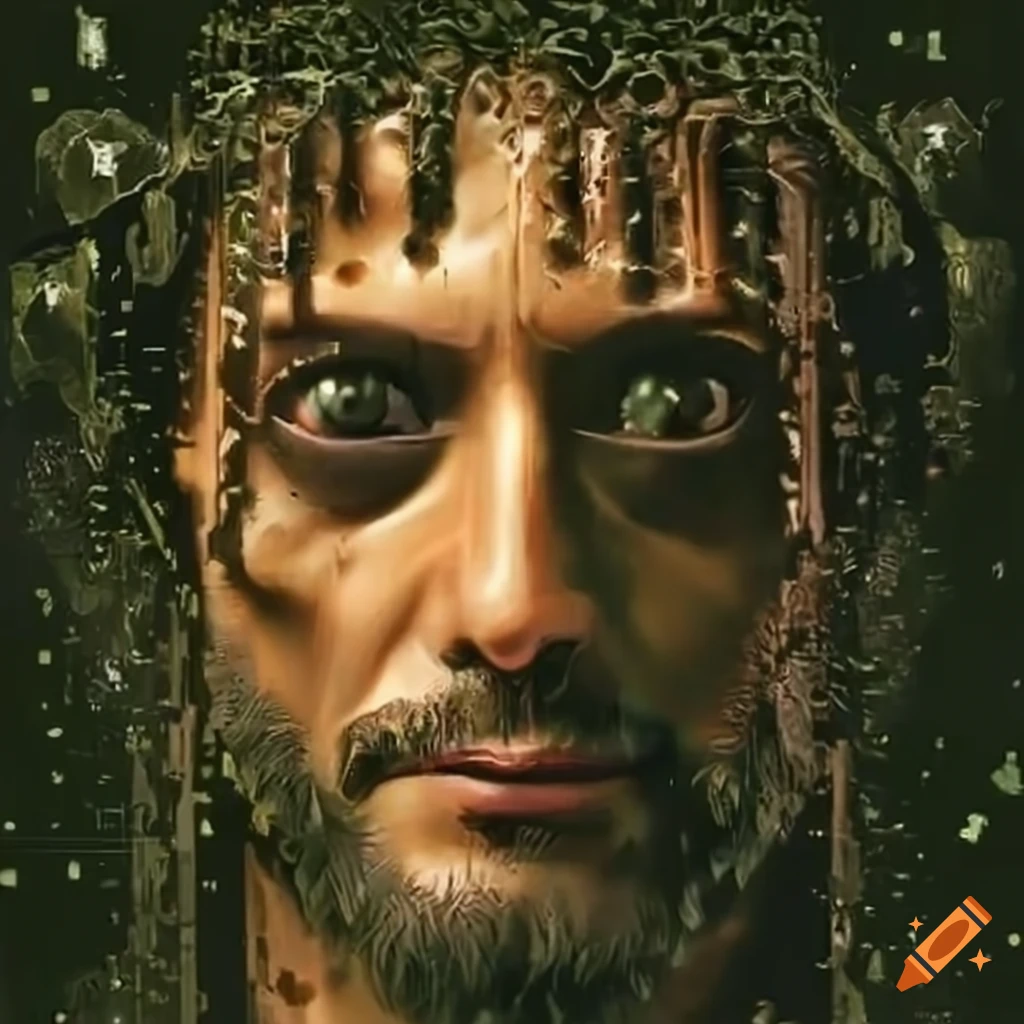 Jesus christ in a matrix-inspired depiction on Craiyon