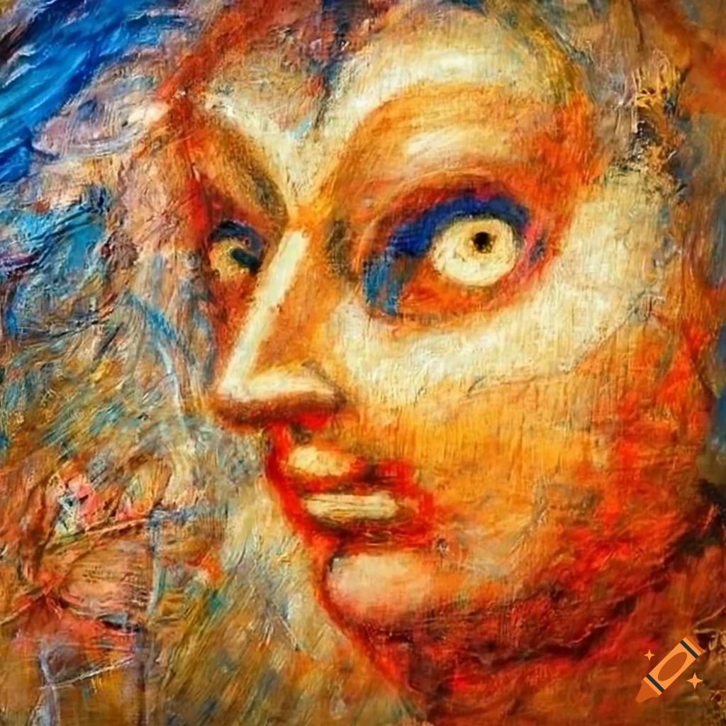 Fine scratched wool canvas abstract oil painting with emotive composition on Craiyon