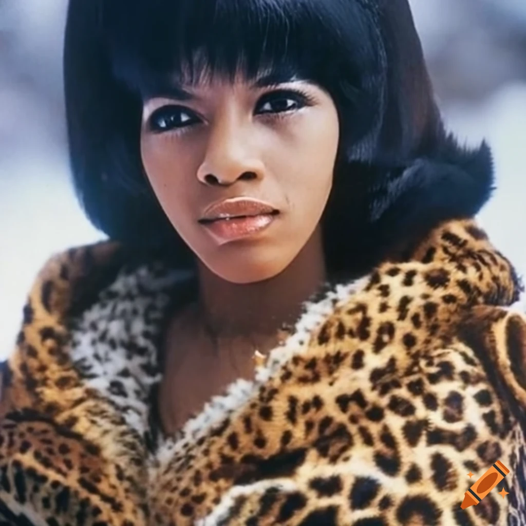 Estelle Bennett of The Ronettes in leopard coat in snow, 70s chic on ...