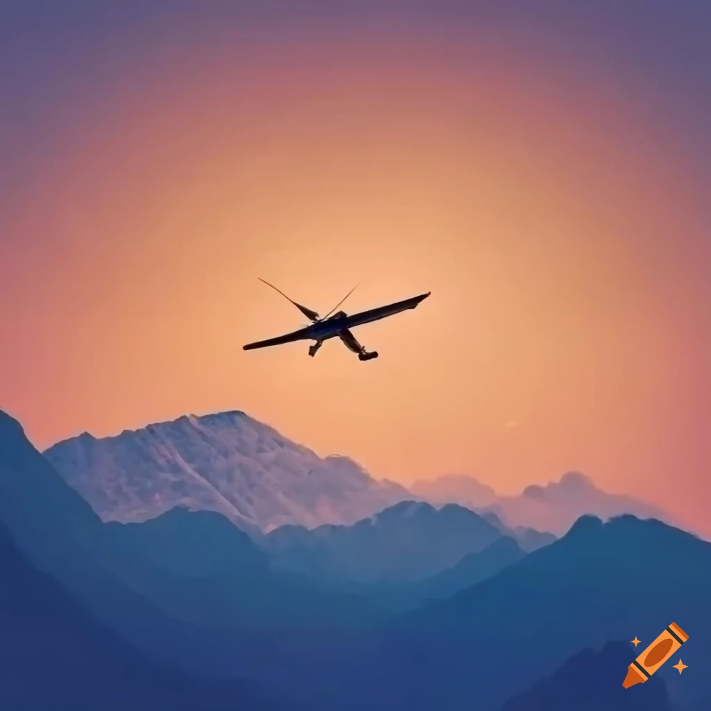 Sunrise between two mountains with trees in the valley, birds flying ...