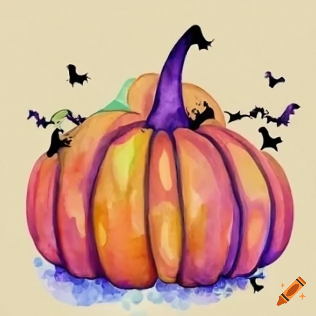 Whimsical Halloween design with pumpkins, bats, and fairies on Craiyon