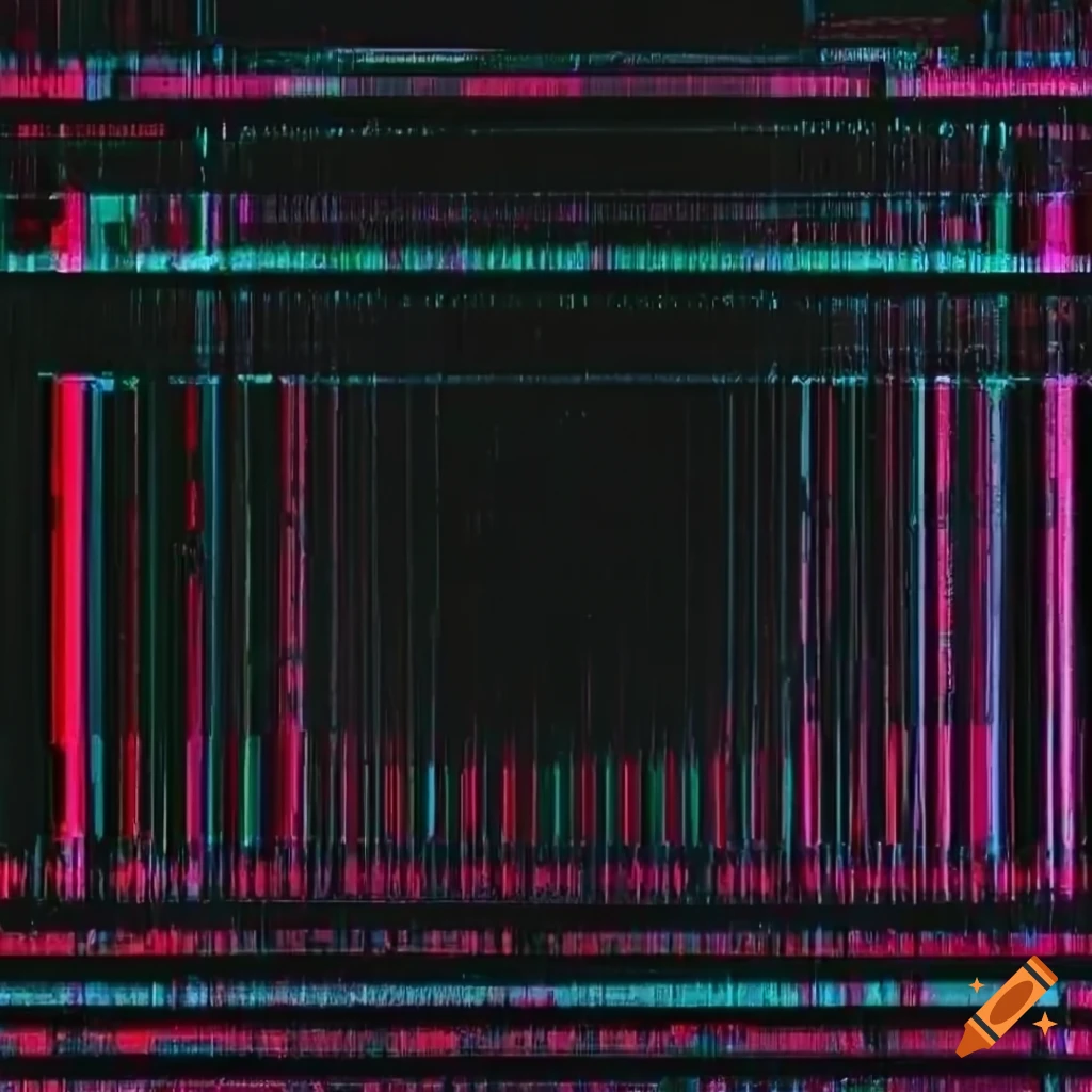 Glitch computer screen texture on black background on Craiyon