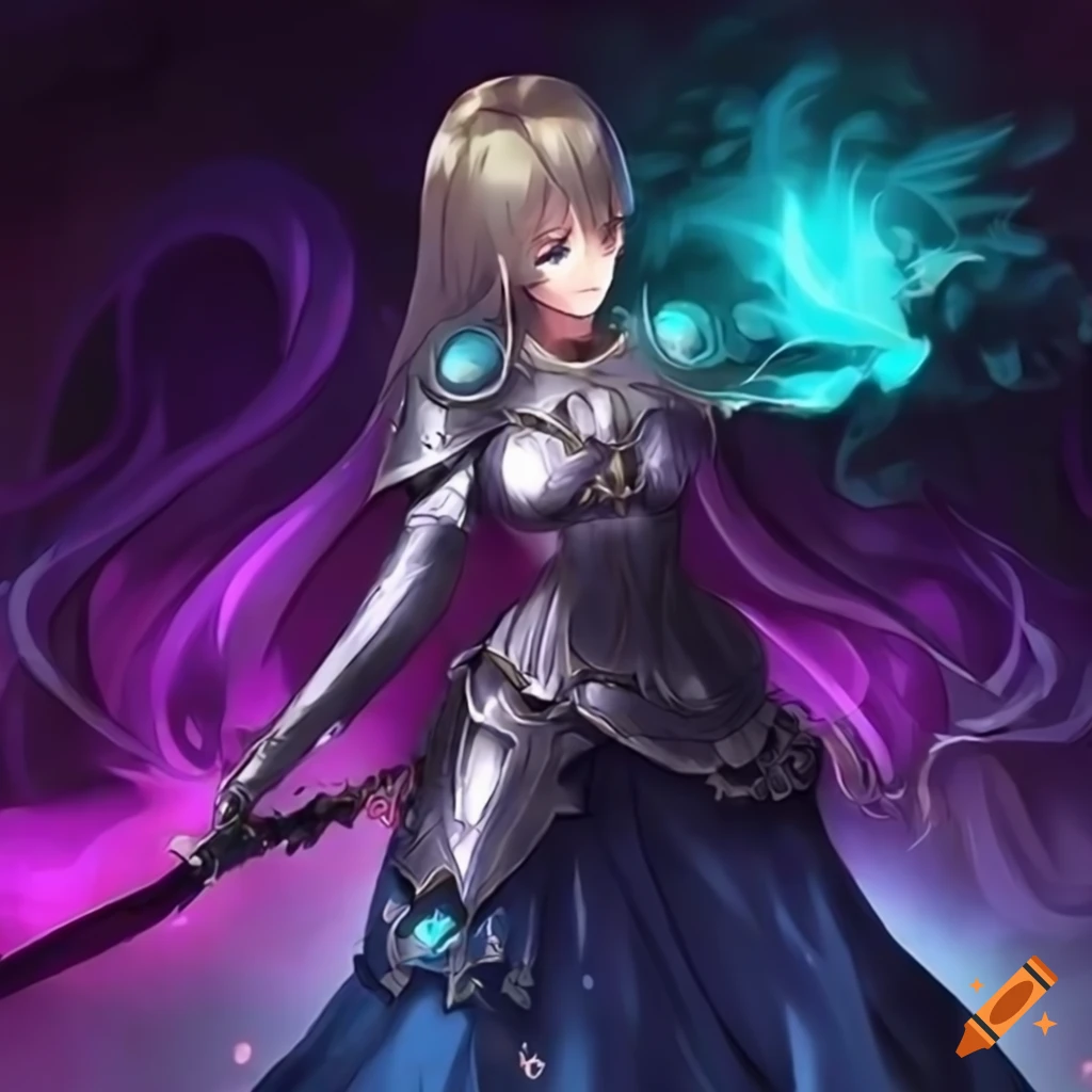 Anime woman exhibiting magical powers in a princess heroine attire with ...